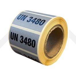 "UN 3480" Etiketten, 25 x 50 mm, 500 stuks per rol